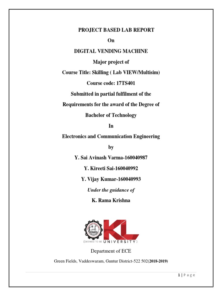 Major Project Report | PDF | Vending Machine