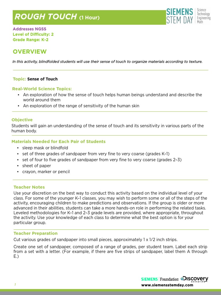 Activity Rough Touch | PDF | Senses | Stimulus (Physiology)