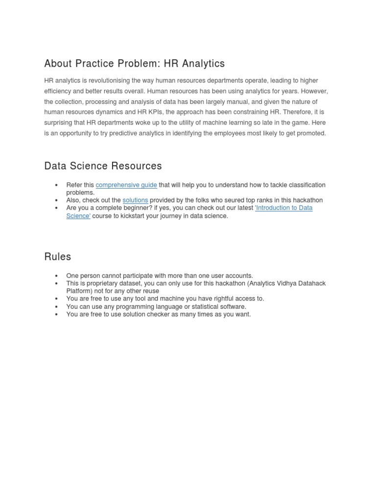 About Practice Problem: HR Analytics: Comprehensive Guide Solutions ...
