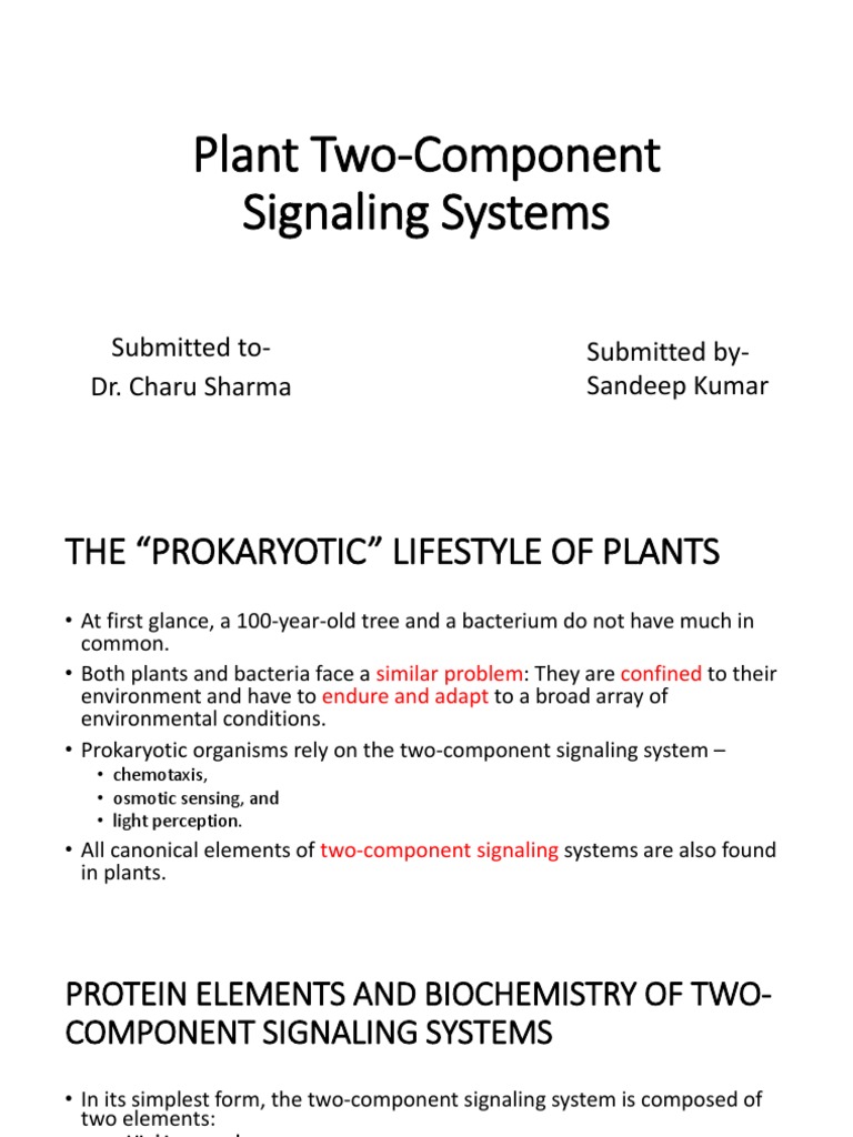 Plant Two-Component Signaling Systems | PDF | Signal Transduction ...