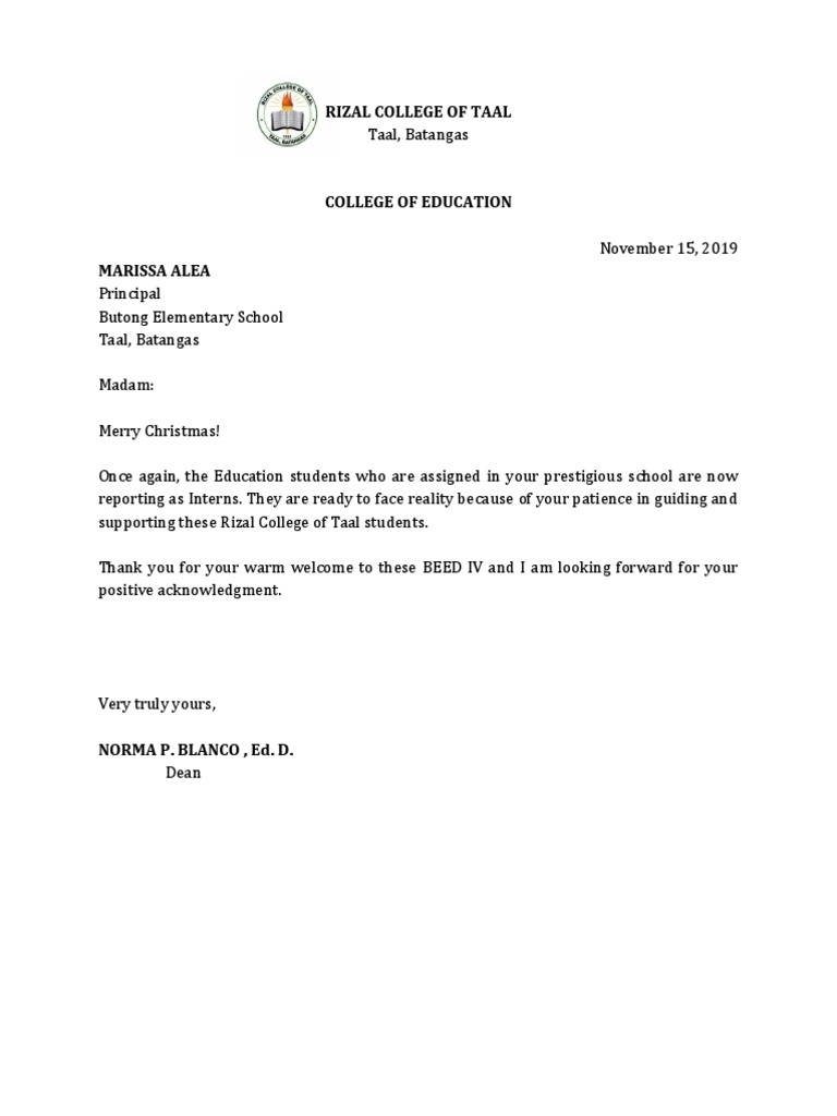 Letter For Principals | PDF