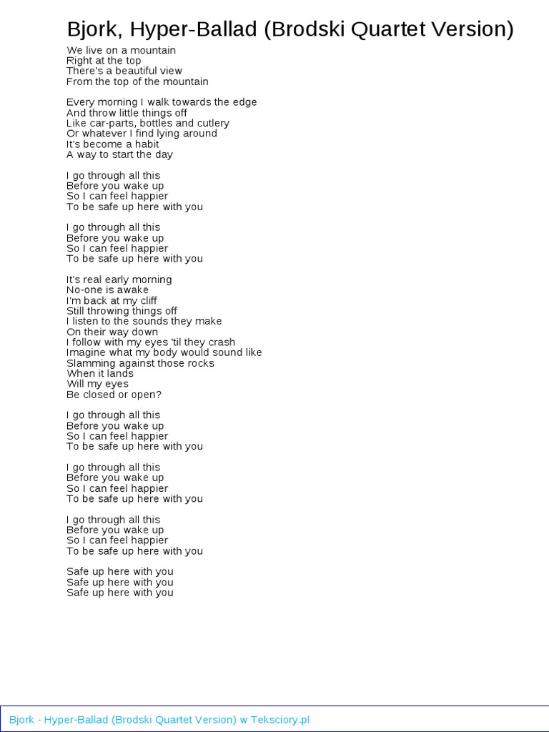 Bjork Hyper Ballad Brodski Quartet Version | PDF
