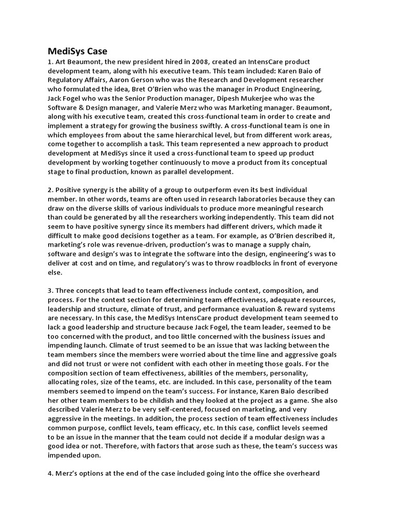 MediSys Case | PDF | Leadership | Economies