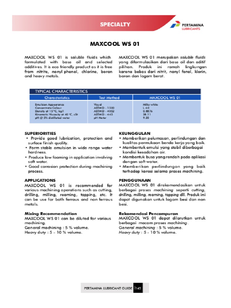 Pertamina MaxCool WS 01 | PDF