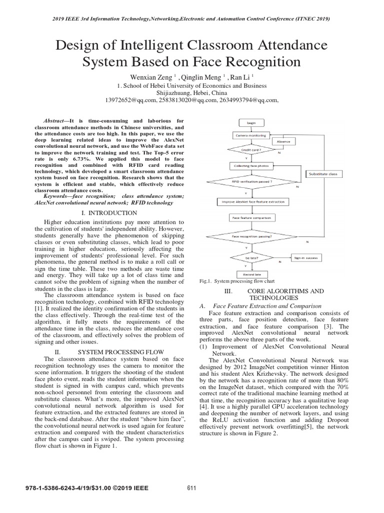 Design of Intelligent Classroom Attendance System Based On Face ...