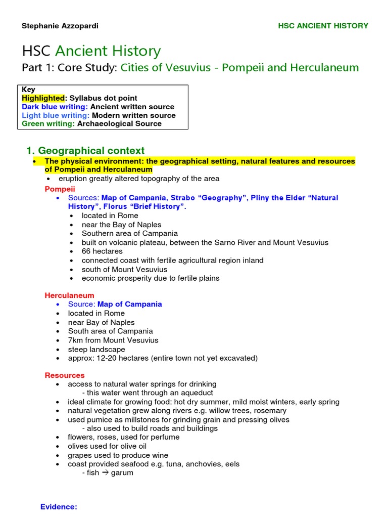 8767pompeii and Herculaneum Study Notes | PDF | Pompeii | Mount Vesuvius