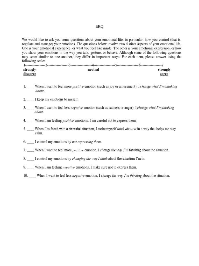 S6 Erq | PDF | Emotional Self Regulation | Emotions