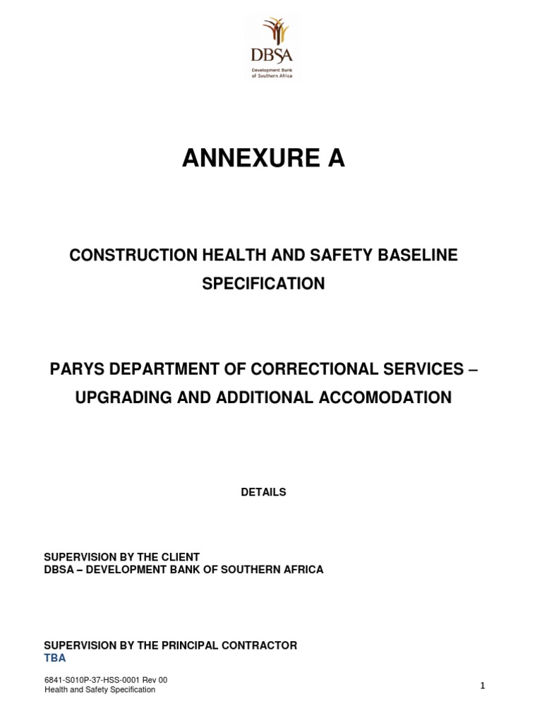Annexure A: Construction Health and Safety Baseline Specification | PDF ...