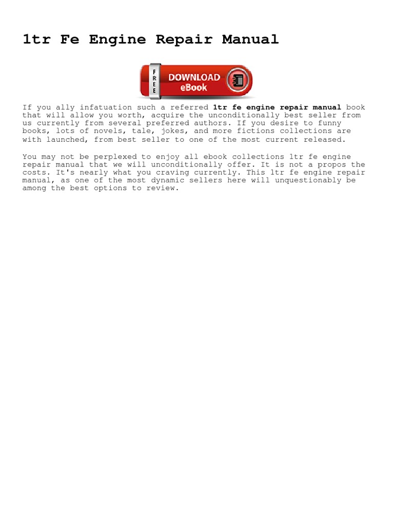 1tr Fe Engine Repair Manual | PDF