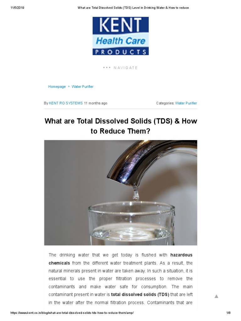 What Are Total Dissolved Solids (TDS) Level in Drinking Water & How To ...