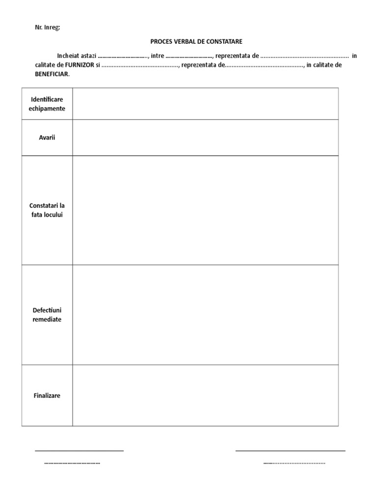 PROCES VERBAL de Constatare | PDF