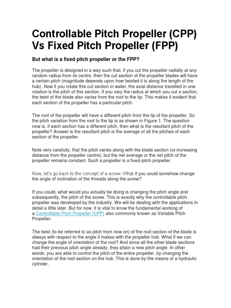 CPP vs FPP: Key Differences Explained | PDF | Propeller | Marine Propulsion
