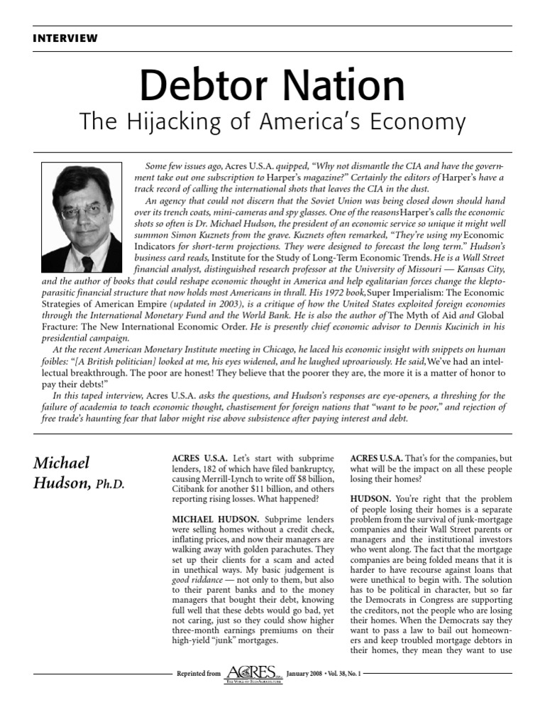 Michael Hudson - Debtor Nation Interview in Acres USA Magazine ...