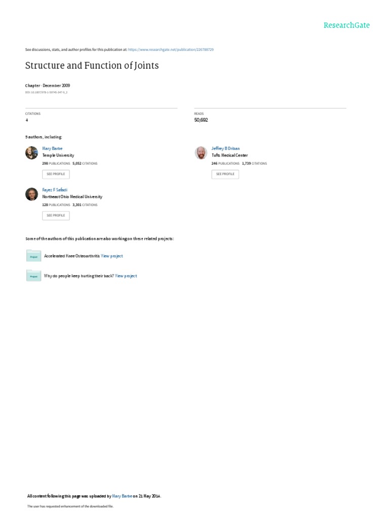 Structure and Function of Joints PDF | PDF | Cartilage | Bone