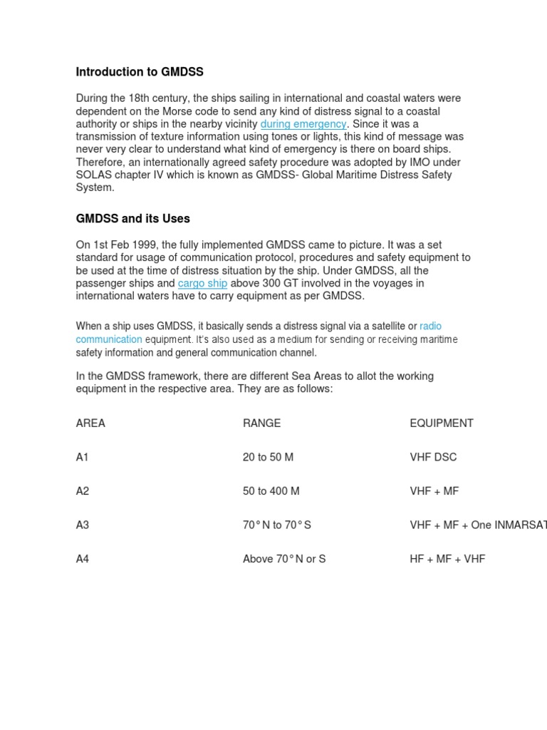 Introduction To GMDSS | Download Free PDF | Telecommunications Engineering | Radio