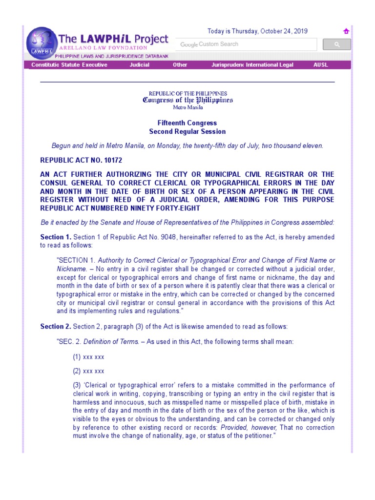 Republic Act No. 10172 | PDF | President Of The Philippines | World Politics