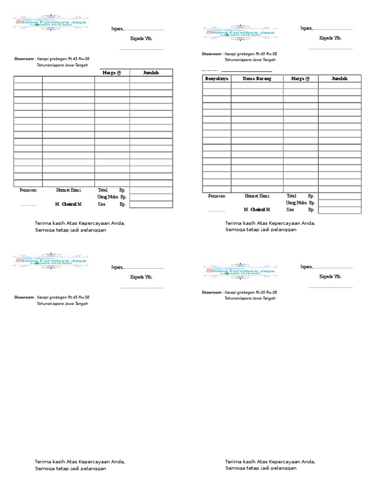 Nota Mebel P. Fauzan | PDF