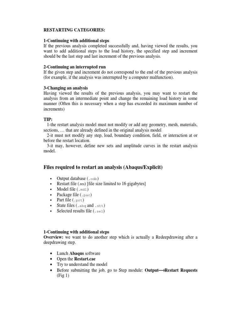 Abaqus Restart Analysis Guide | PDF | Information Technology Management ...