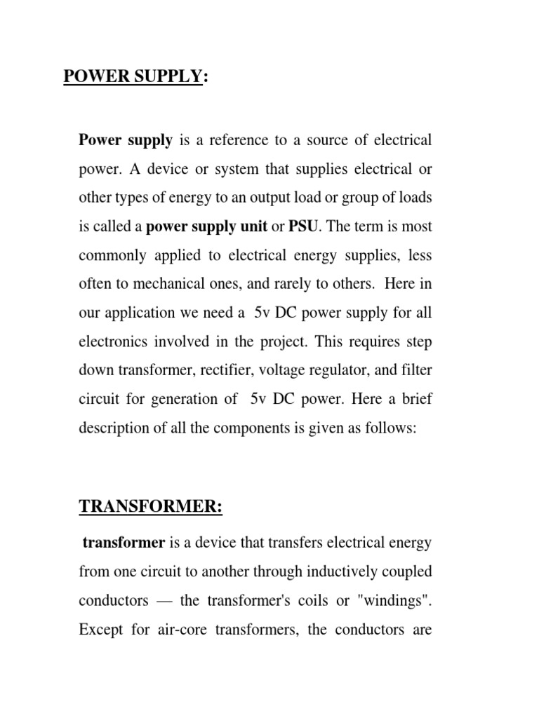 Power Supply | Download Free PDF | Rectifier | Transformer