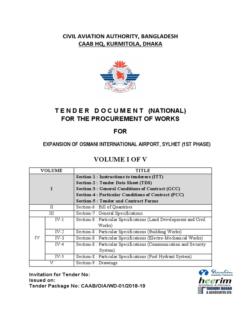 Tender Document Cover Page For OIA | PDF