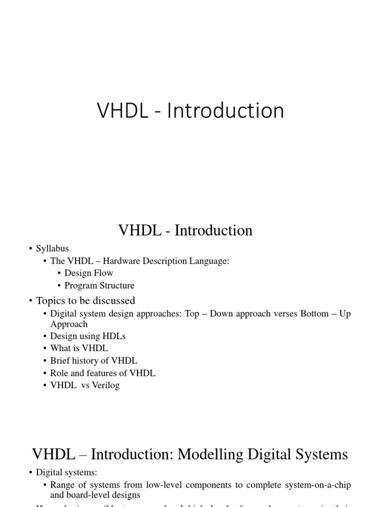 1 Introduction To VHDL 1 | PDF | Hardware Description Language | Vhdl