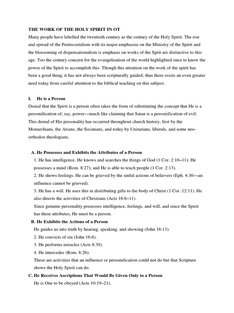 The Work of the Holy Spirit in the Old Testament: A Comprehensive ...