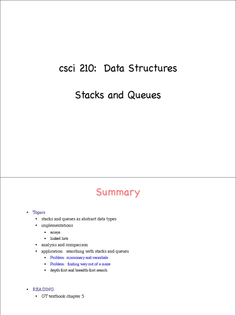 Stacks And Queues Pdf Queue Abstract Data Type Algorithms And Data Structures 6195