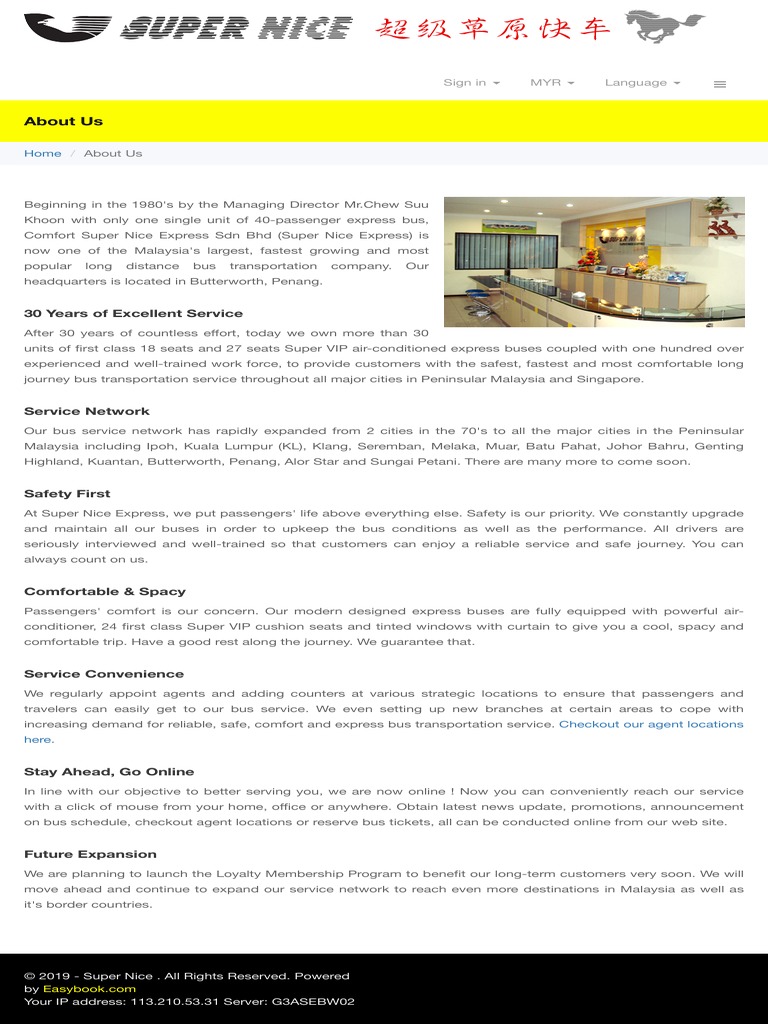 Super Nice Express: Malaysia's Premier Bus Service | PDF | Point Of ...