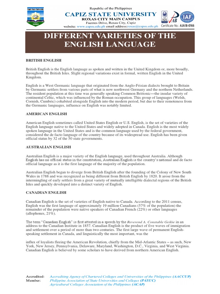 Exploring the Varieties of English Around the World | PDF | Lecturer ...