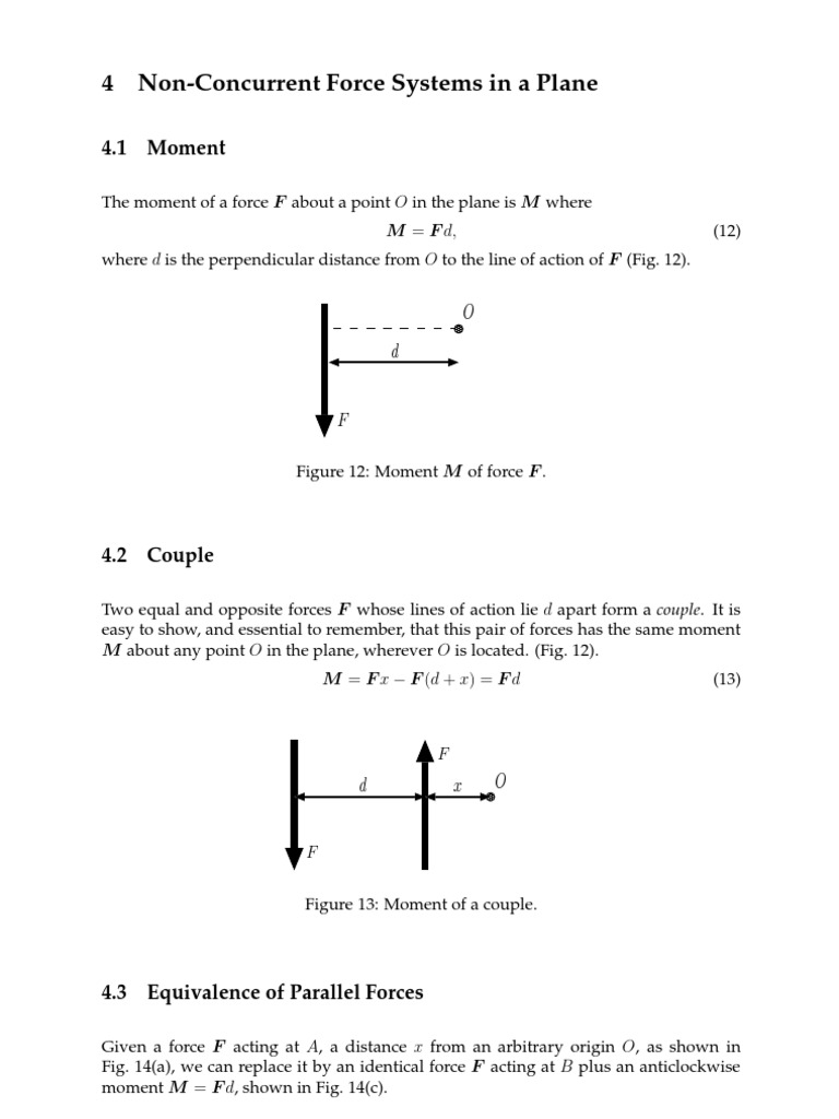 Plane Non-Concurrent Force Systems | PDF | Force | Plane (Geometry)