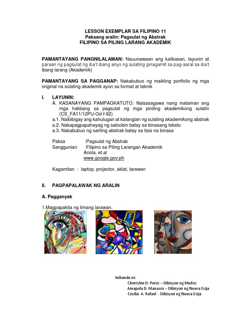 ABSTRAK - Exemplar Sa Piling Larang - Akademik | PDF