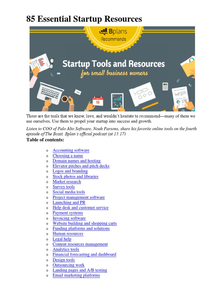 85 Essential Startup Resources | PDF | Customer Relationship Management ...