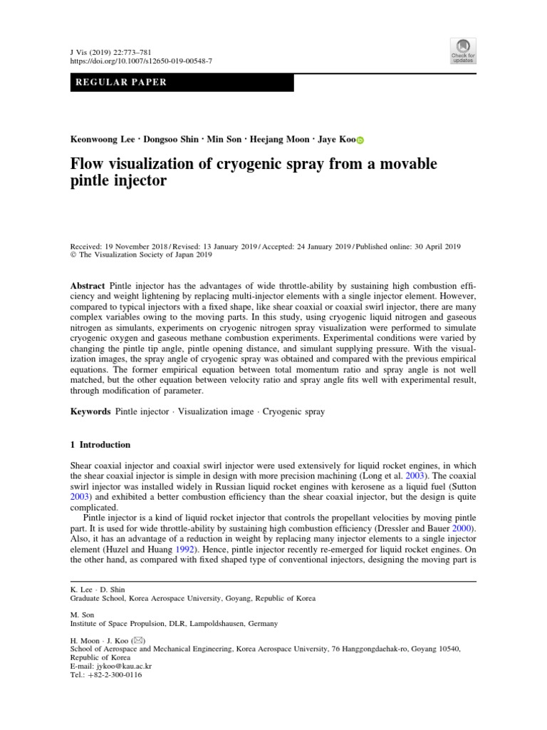 Flow Visualization of Cryogenic Spray From A Movable Pintle Injector ...