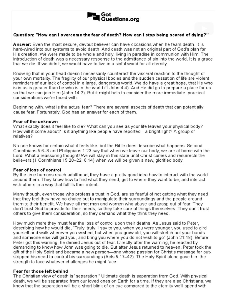 How Can I Overcome The Fear of Death - How Can I Stop Being Scared of ...
