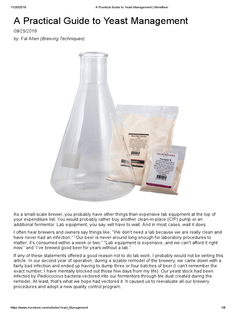 A Practical Guide To Yeast Management | PDF | Brewing | Brewery