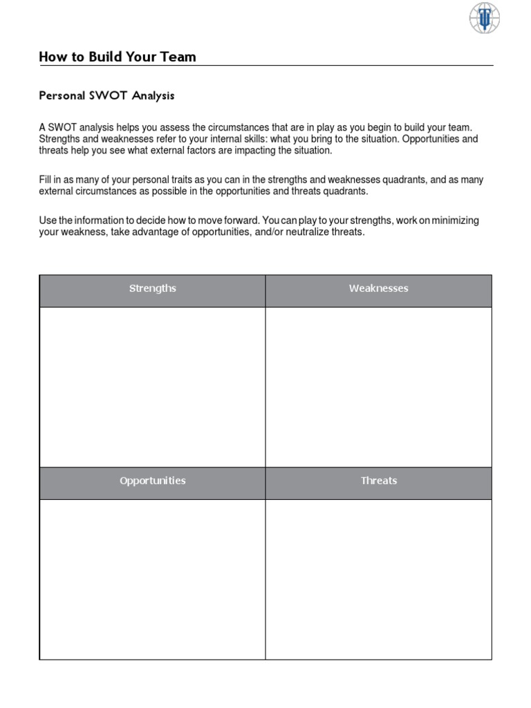 How To Build Your Team: Personal SWOT Analysis | PDF