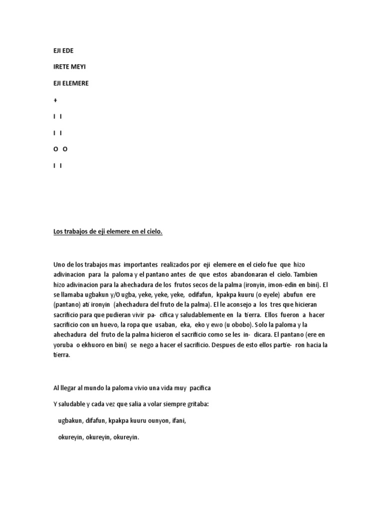 Eji Ede Irete Meyi Eji Elemere + I I I I O O I I | PDF | Esclavitud ...