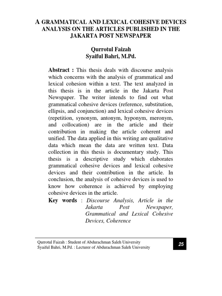Grammatical and Lexical Cohesive Devices | PDF | Discourse | Word