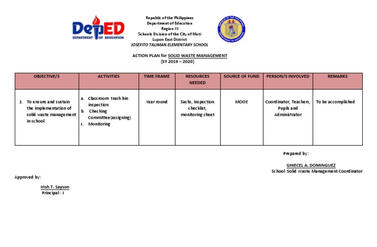 Action Plan For Solid Waste Management | PDF