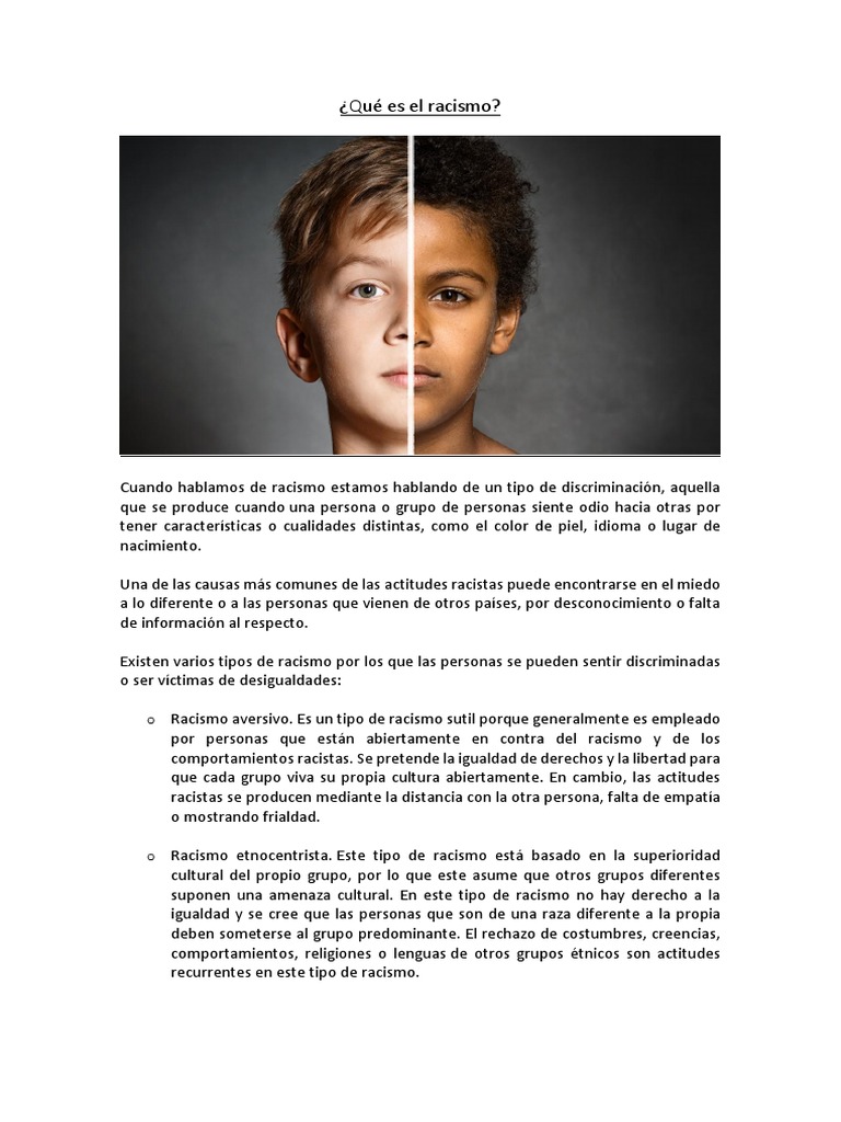 Qué Es El Racismo | PDF | Racismo | Discriminación y relaciones raciales