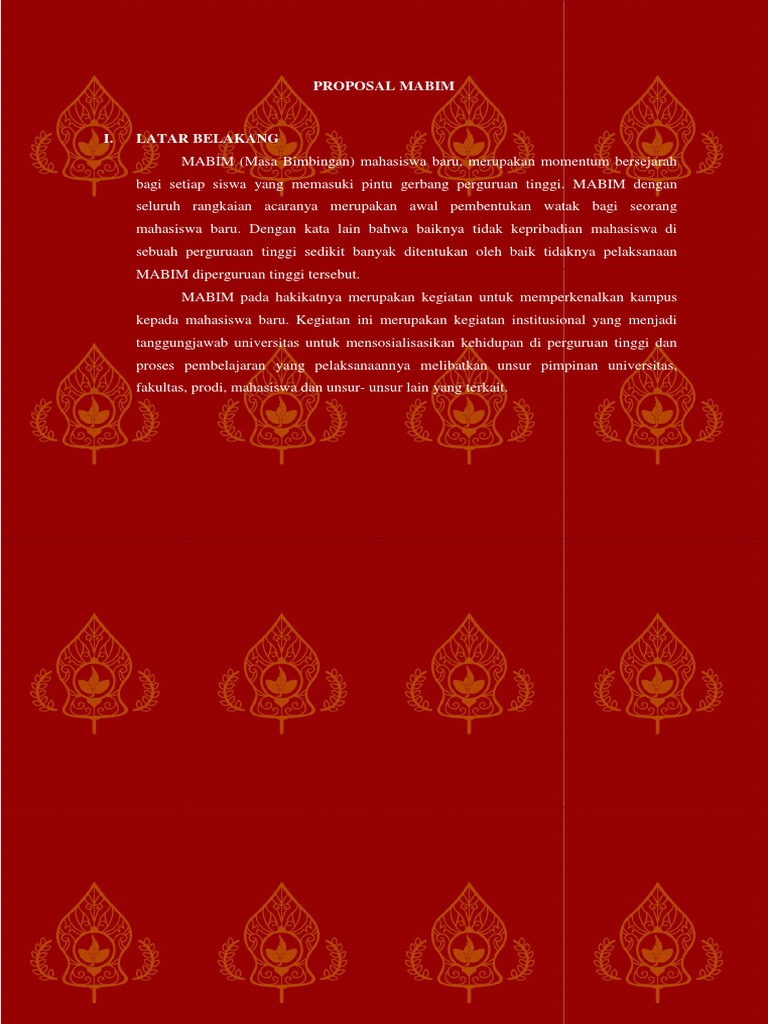 Proposal MABIM Mahasiswa Baru 2019 | PDF