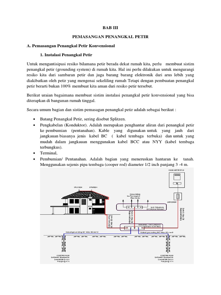 Instalasi dan Komponen Penangkal Petir Elektrostatis | PDF