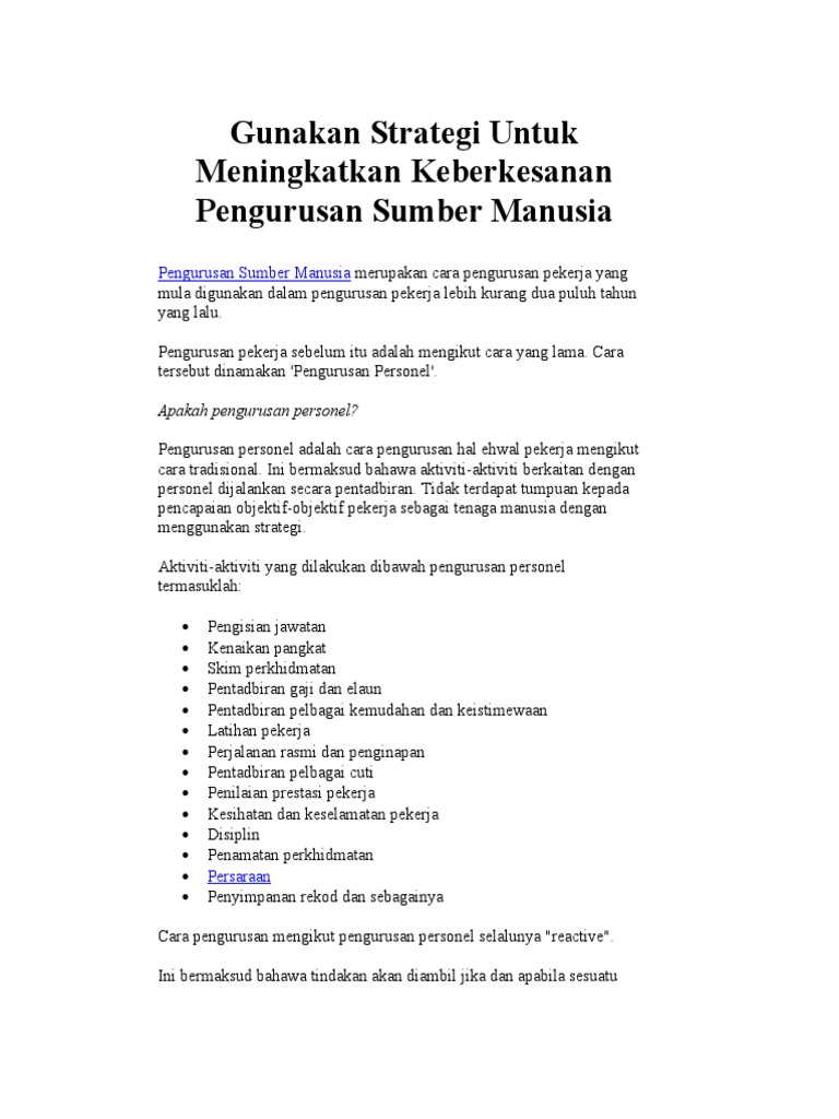 Pengurusan Tenaga Manusia | PDF