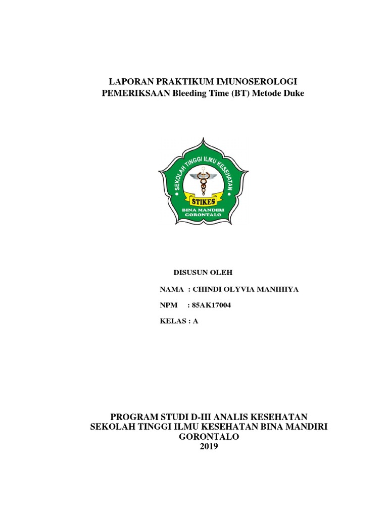 Laporan Praktikum Bleeding Time Metode Duke | PDF | Sains & Matematika