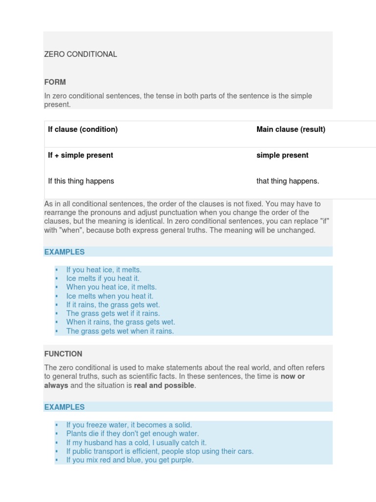 Zero Conditional | PDF | Linguistics