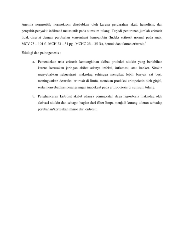 Anemia Normositik Normokrom | PDF