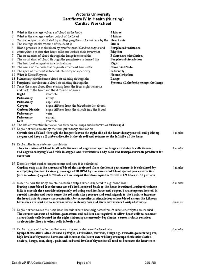 Victoria University Certificate IV in Health (Nursing) Cardiac ...