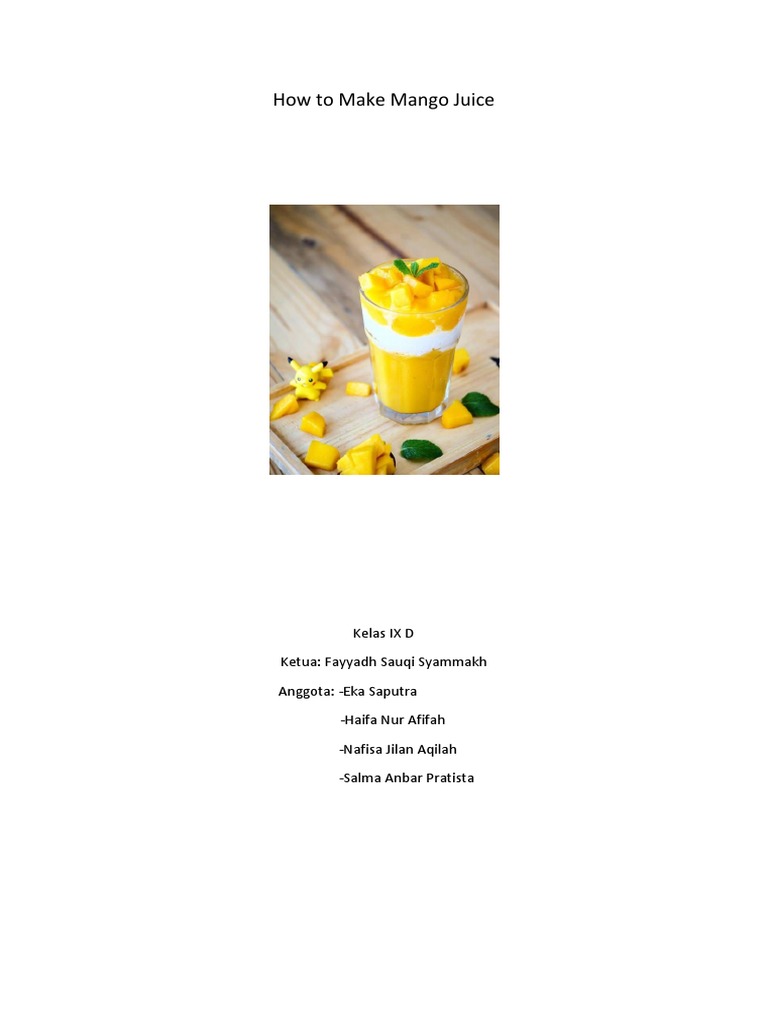 Procedure Text Mango Juice | PDF
