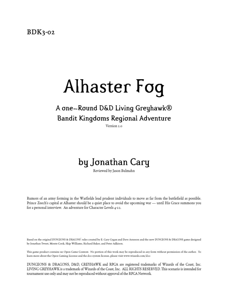 BDK3-02 - Alhaster Fog | PDF | Dungeons & Dragons | Fantasy Role ...