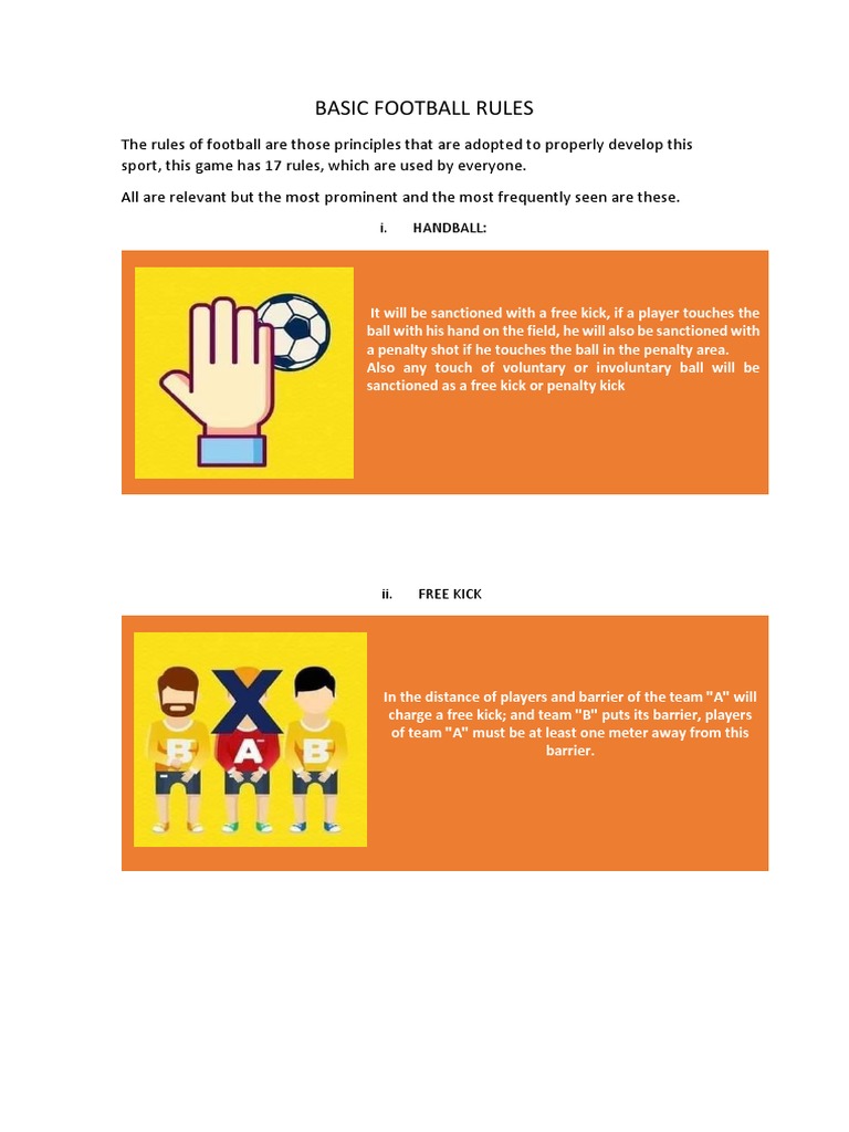 Basic Football Rules: I. Handball | PDF | Referee | Association Football